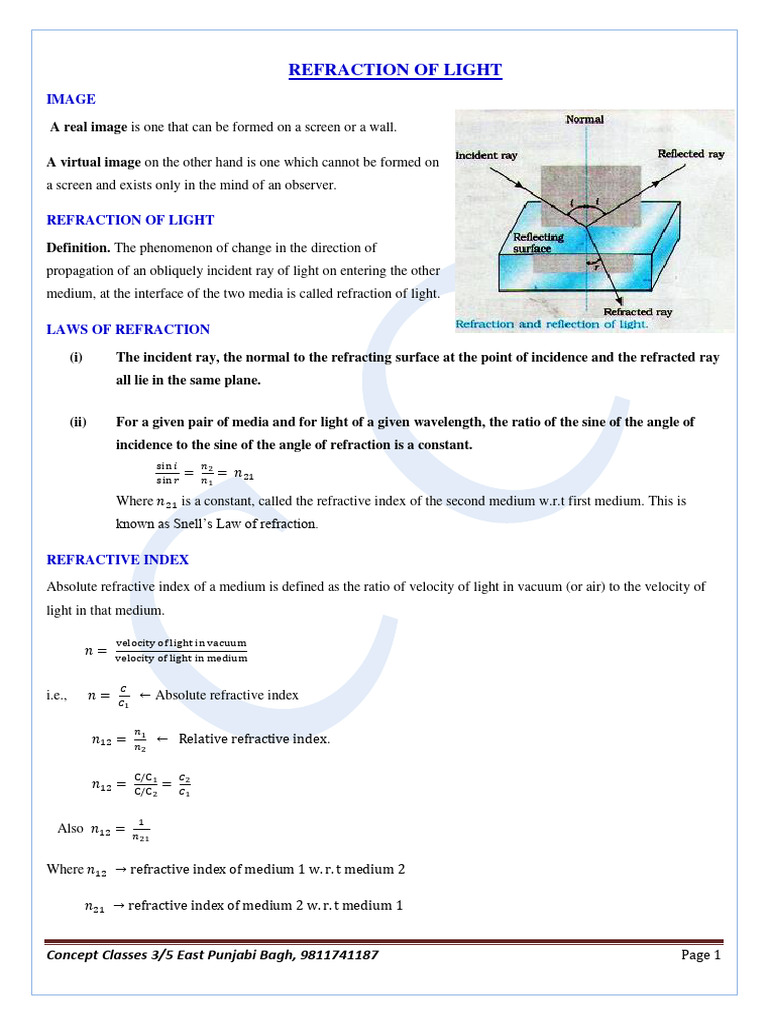 Refraction of Light 23-36 | PDF | Refractive Index | Refraction