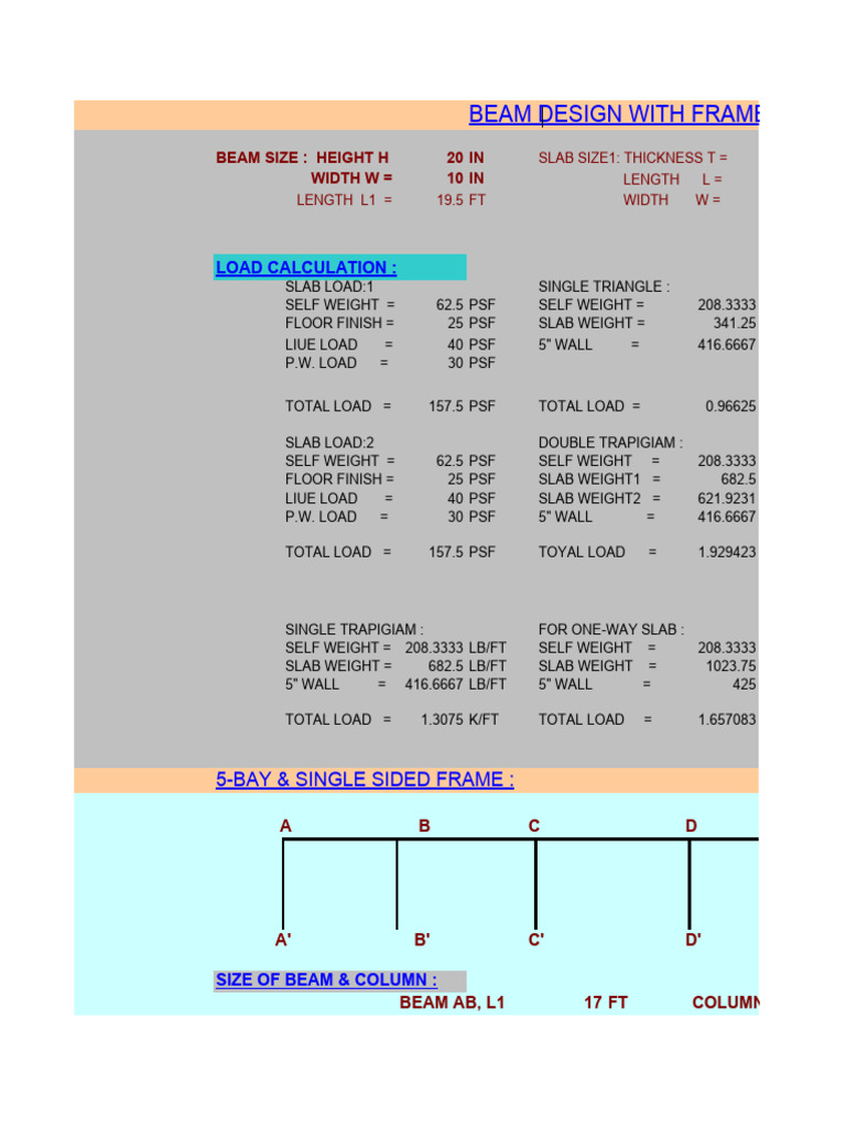 Beam Design With Frame Analysis: Load Calculation | PDF | Architectural Elements | Building ...