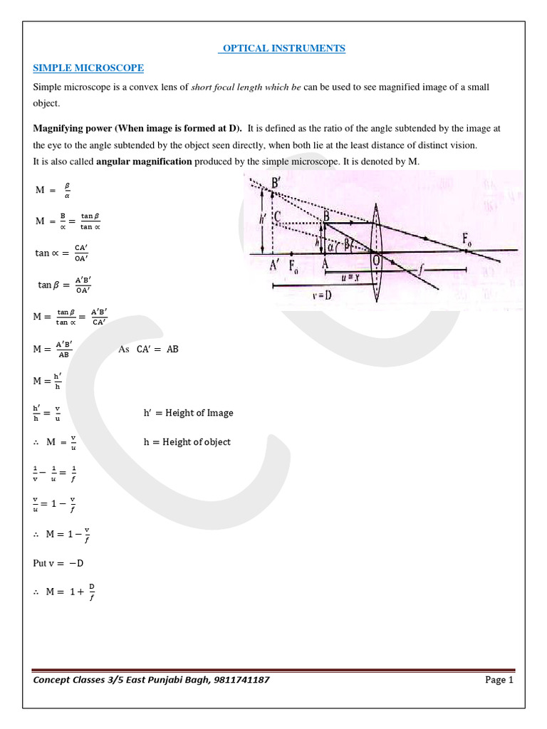 Optical Instrument Physics Class (XII) (Autosaved) 1-18 | PDF | Eye ...