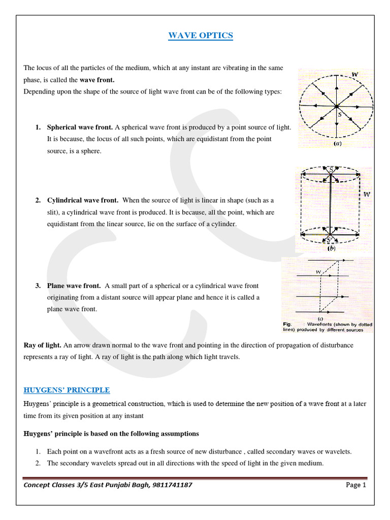 Huygens Wave Optics 1 22 Pdf Waves Light