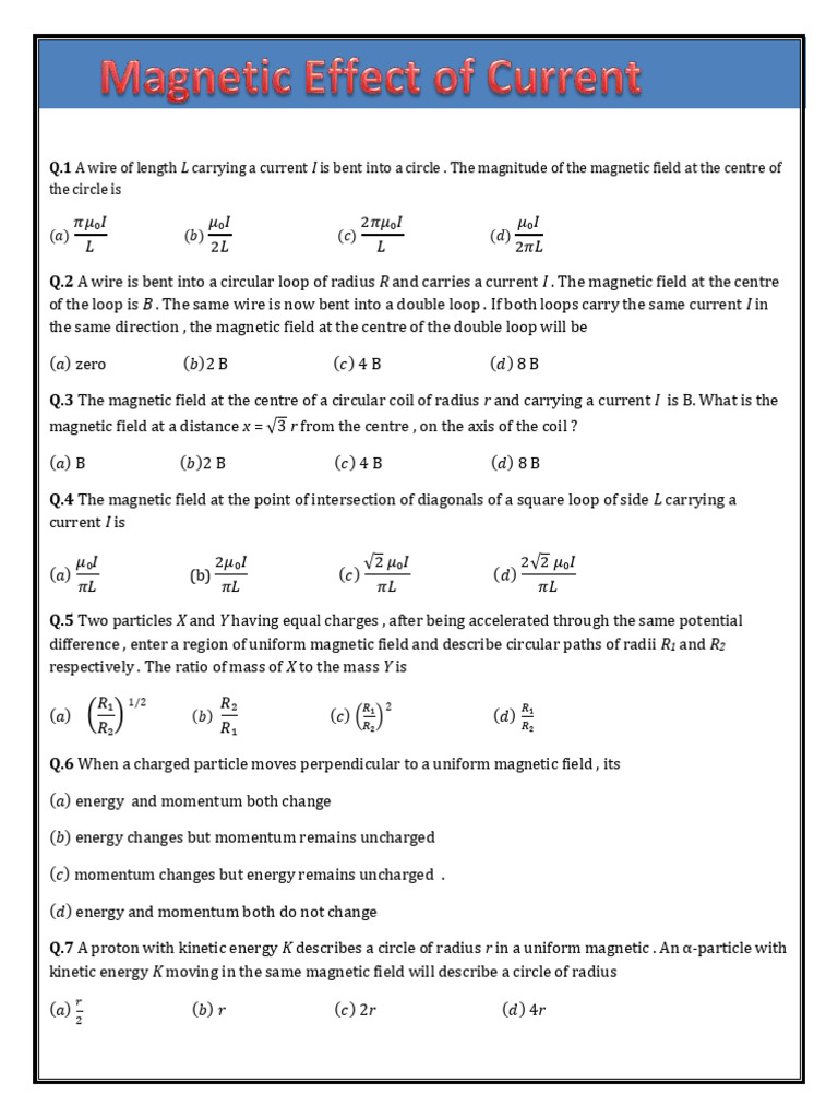 magnetic effect | PDF | Magnetic Field | Force