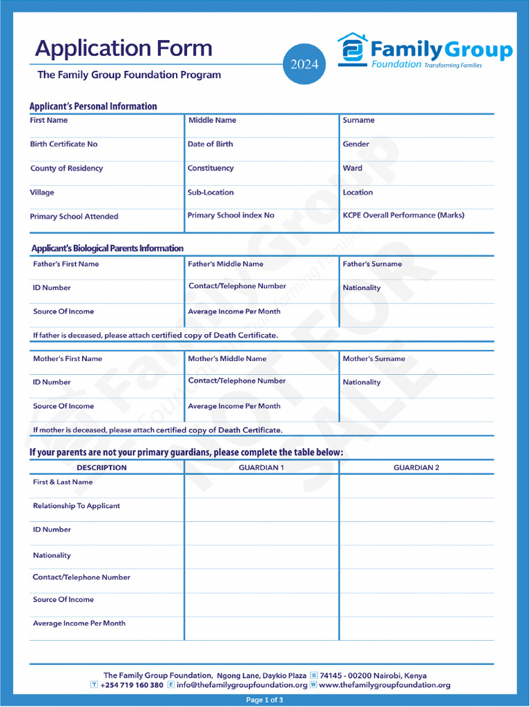 2024 TFGF Scholarship Application Form | PDF