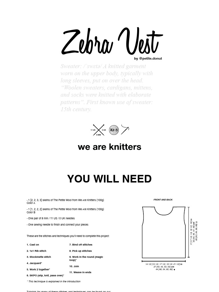 Zebra Vest Knitting Pattern | Download Free PDF | Knitting | Basic ...