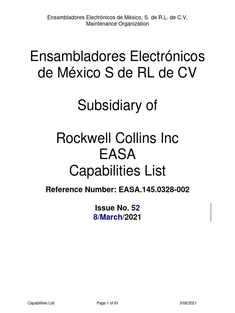 EASA Capability List Issue 52 | PDF | Electronics | Information And Communications Technology