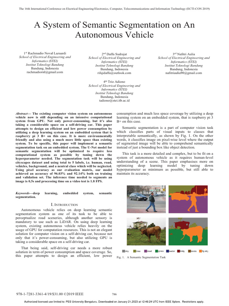 A System Of Semantic Segmentation For Autonomous Driving Pdf
