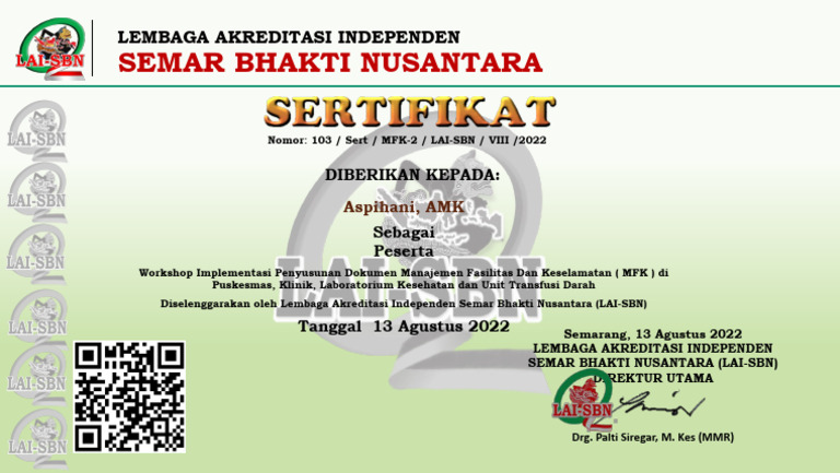 Sertifikat MFK (Aspi) | PDF