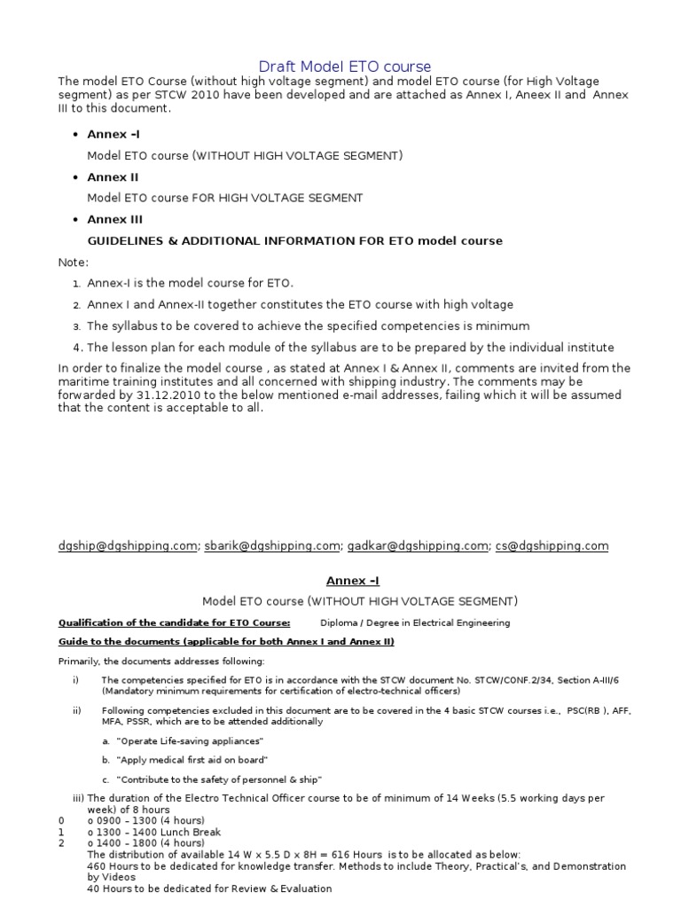 Model ETO Course Overview and Guidelines | PDF | Business | Technology ...