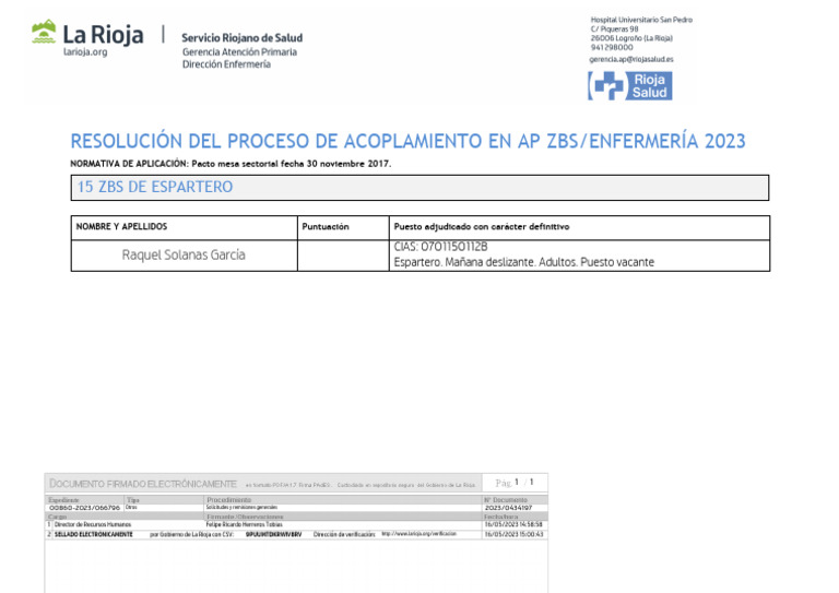 Resolución Acoplamiento ZBS Espartero | PDF