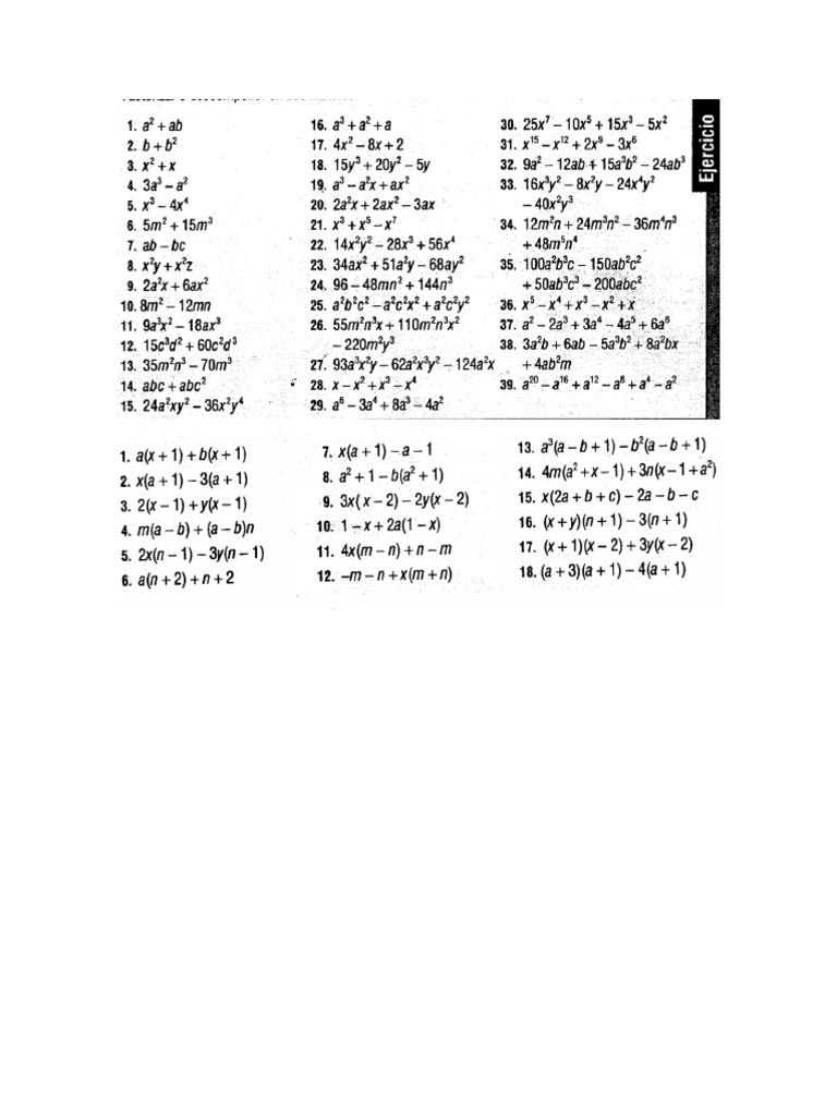 Taller Factor Común | PDF