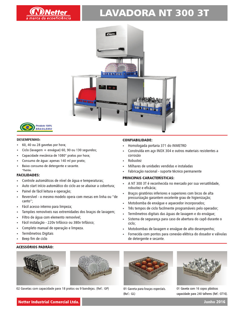 Lavadora Loucas Netter NT 300 3t | PDF