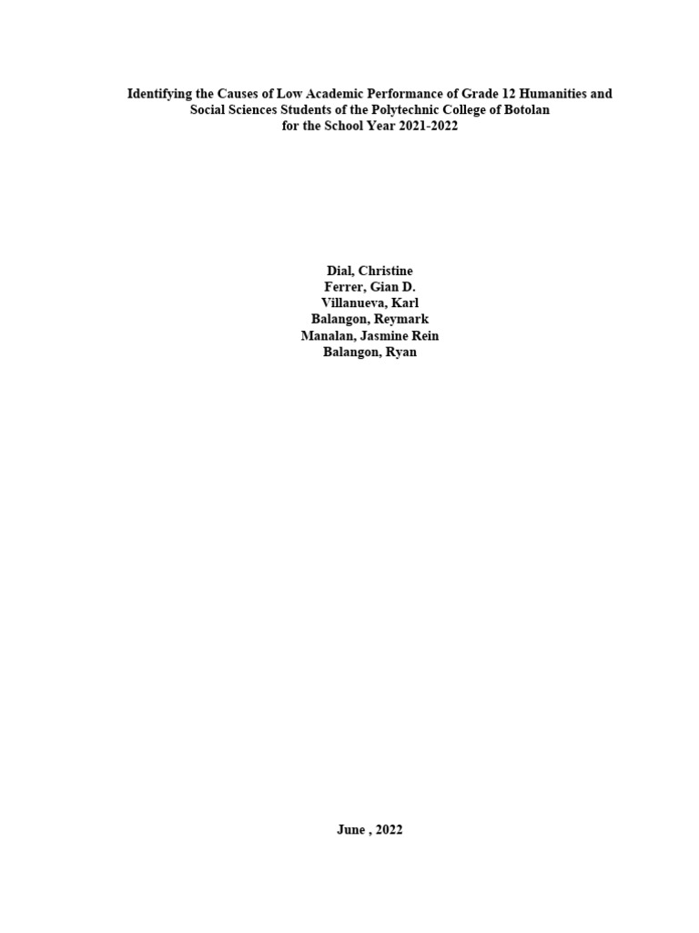 Identifying The Causes of Poor Academic Performance | PDF | Teachers ...