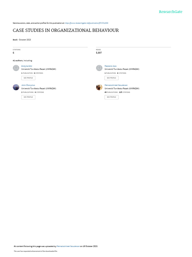 Case Studies in Organizational Behaviour | PDF | Organizational Culture ...