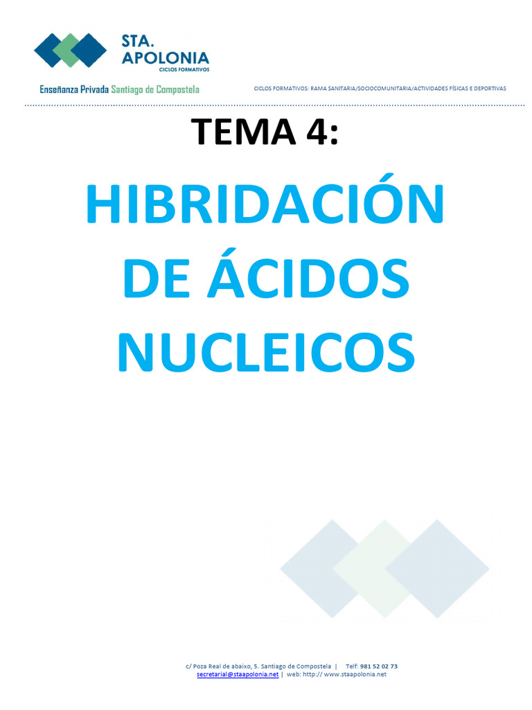 Tema 4 HIBRIDACIÃ N Ã CIDOS NUCLEICOS | PDF | Hibridación de ácido nucleico | Adn