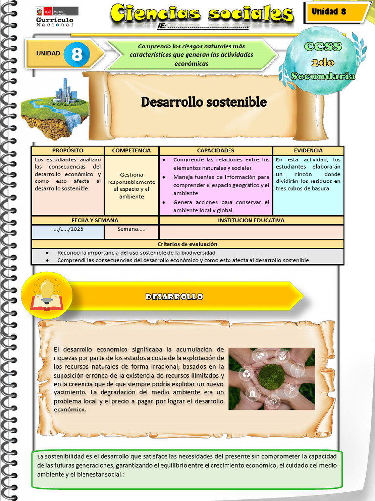 Ficha de Actividad Ccss 2do-Semana 3 | PDF | Desarrollo sostenible | Sustentabilidad