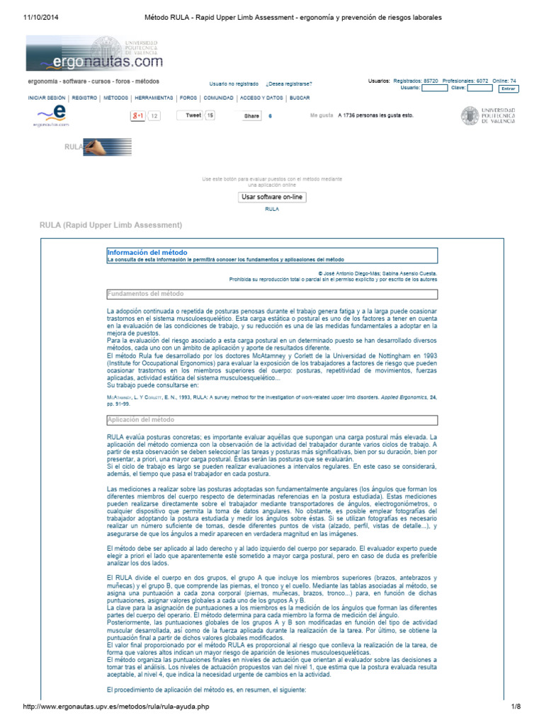 Método RULA - Rapid Upper Limb Assessment - Ergonomía y Prevención de ...