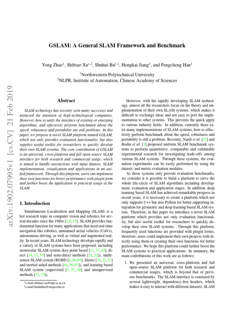 GSLAM - A General SLAM Framework and Benchmark | PDF | Parameter (Computer Programming ...