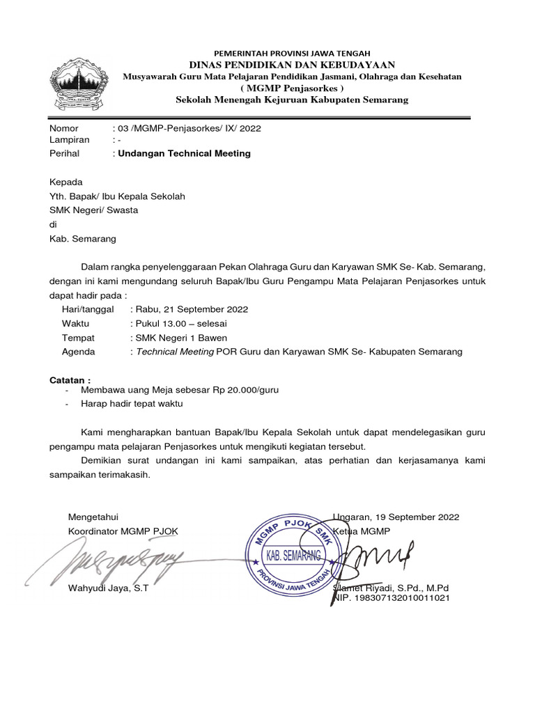 Surat MGMP SMK Bawen | PDF