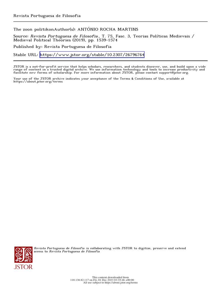 Medieval Interpretations of Zoon Politikon | PDF | Aristotle | Justice