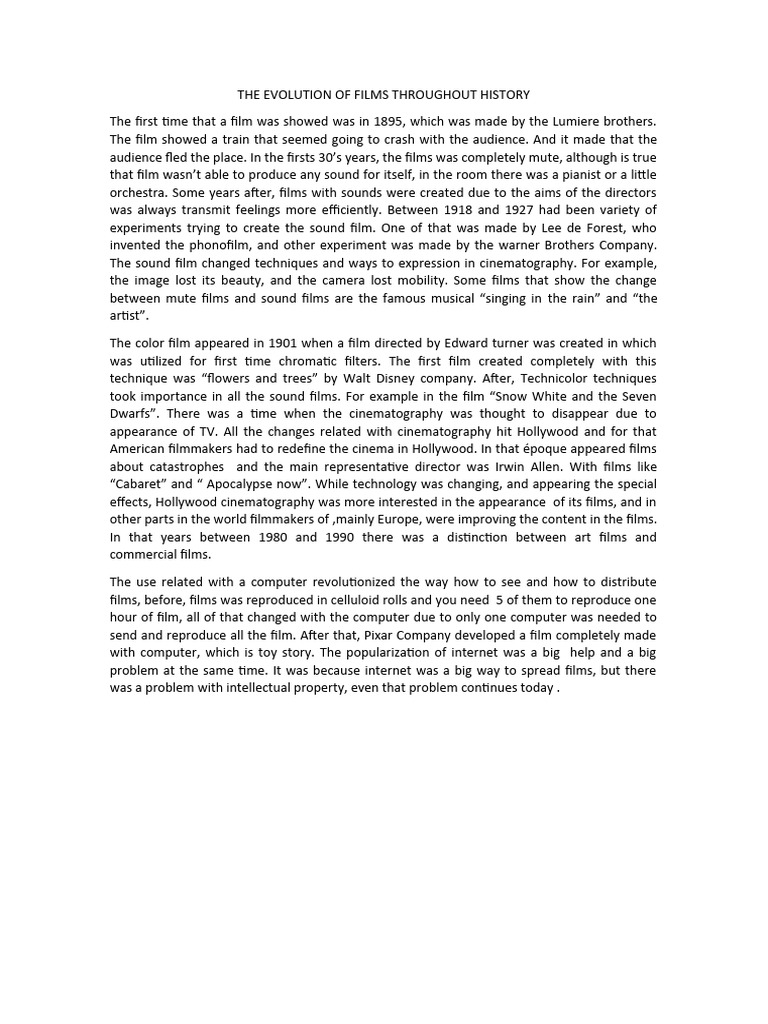 The Evolution of Films Throughout History | PDF | Cinematography