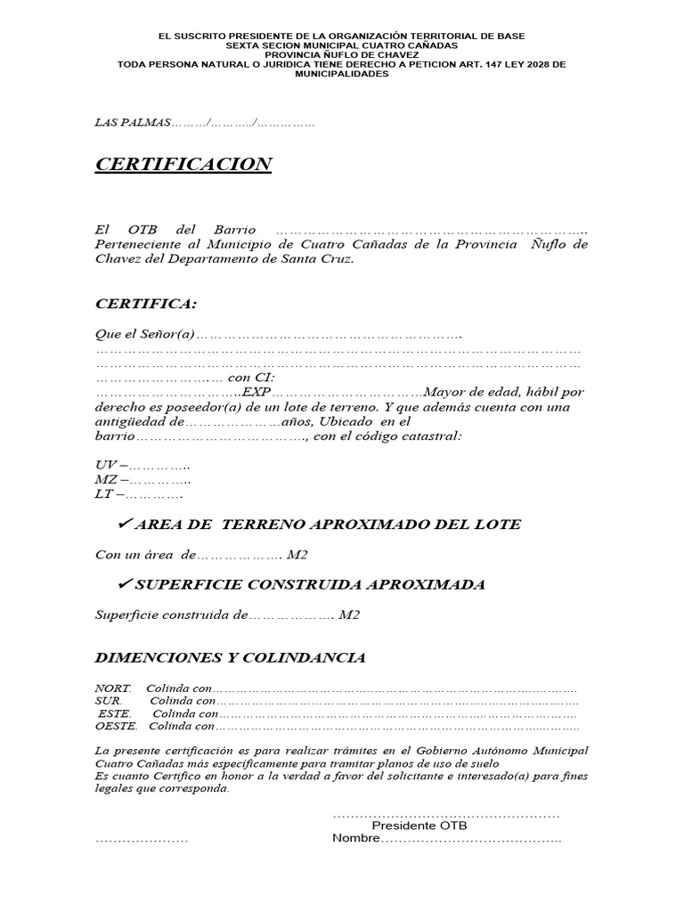 Certificacion de Otb | PDF