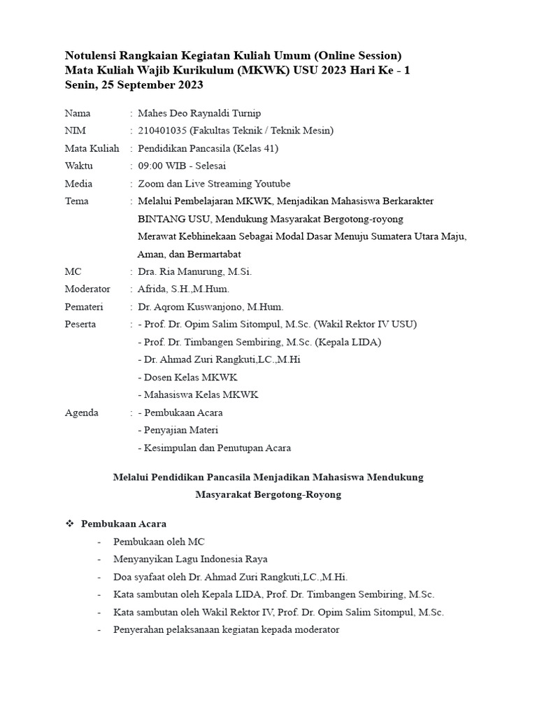 21-035 Notulensi Pancasila | PDF | Karier & Perkembangan