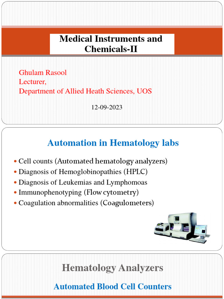 Automated Hematology Cell Counters 12-09-2023 | PDF | White Blood Cell ...