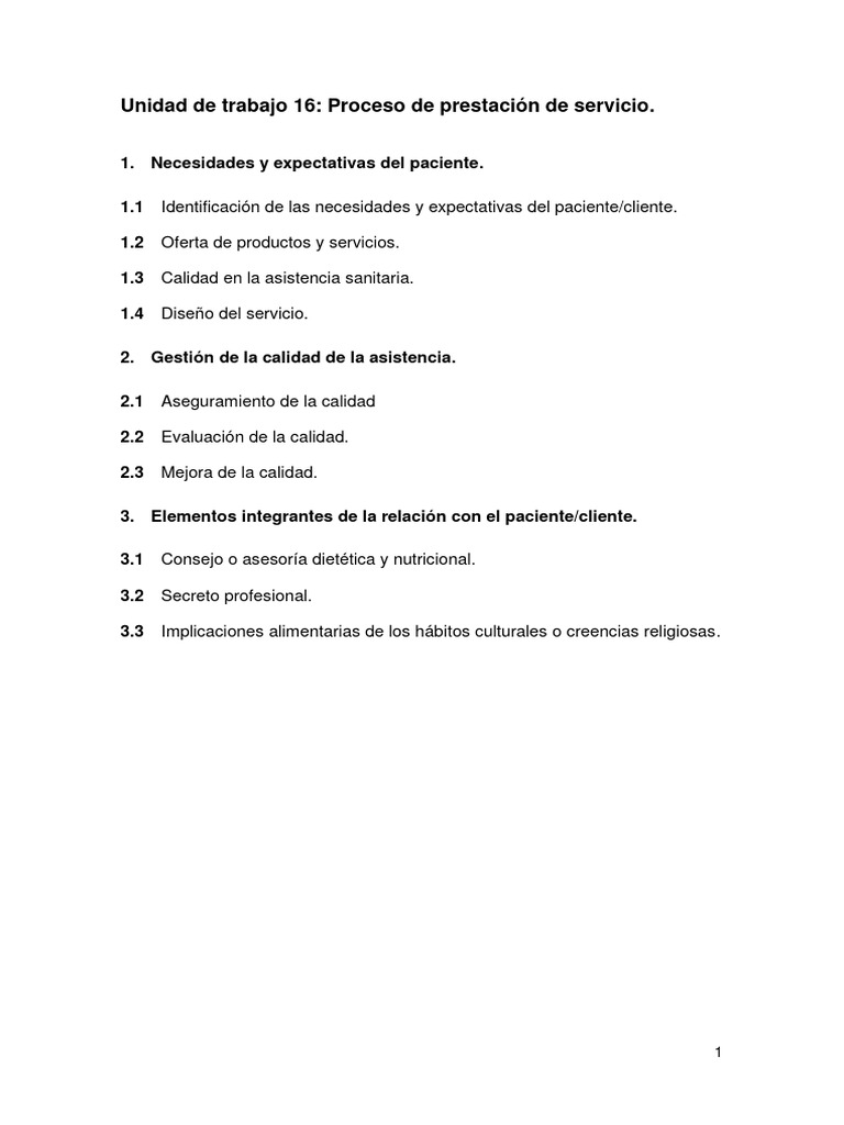 UT16 - Proceso de Prestación Del Servicio | PDF | Calidad (comercial ...