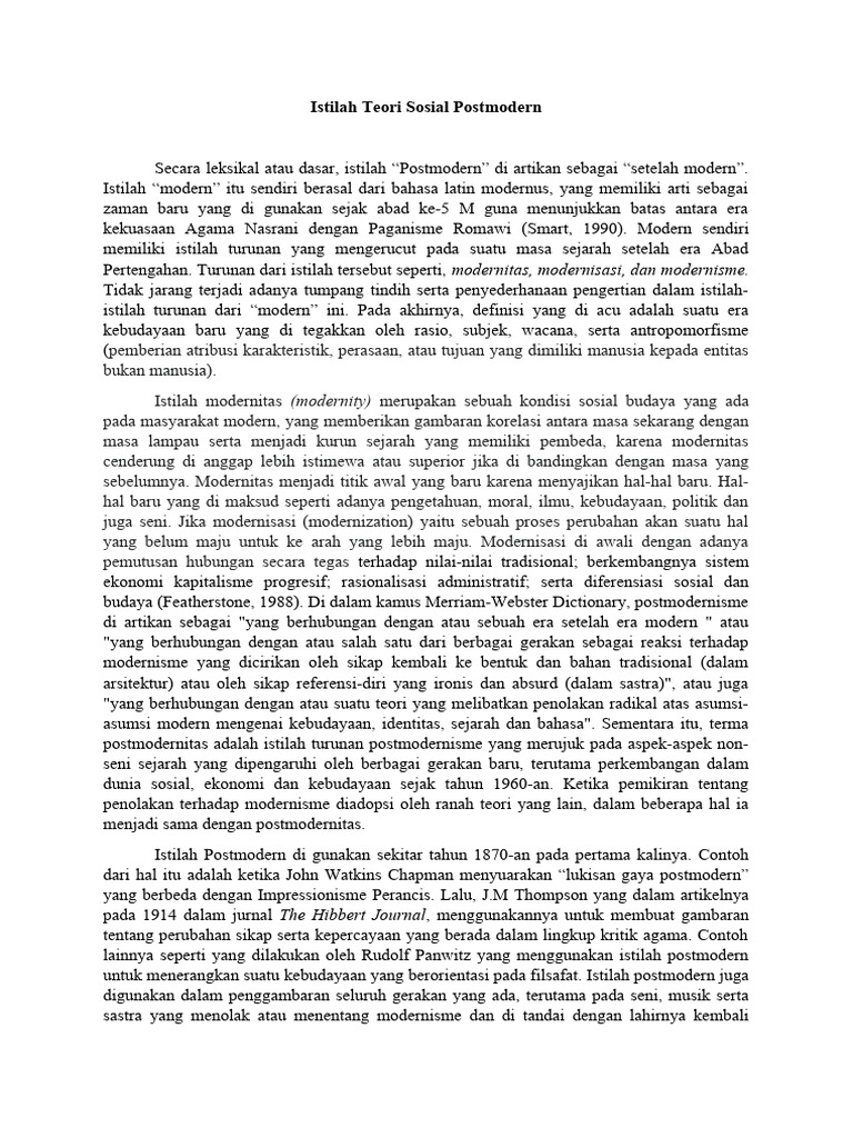 Teori Sosial Postmodern: Definisi dan Sejarah | PDF | Sejarah