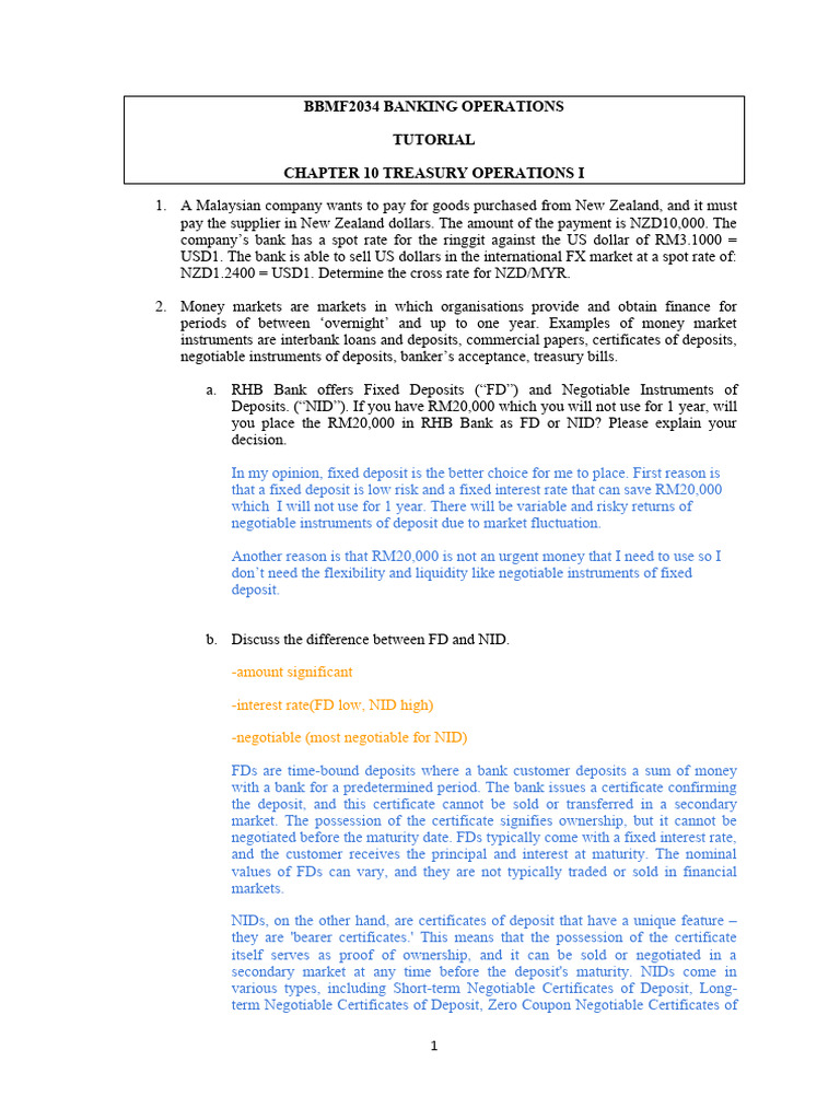 T10 Treasury Operations I | PDF | Repurchase Agreement | Service Industries