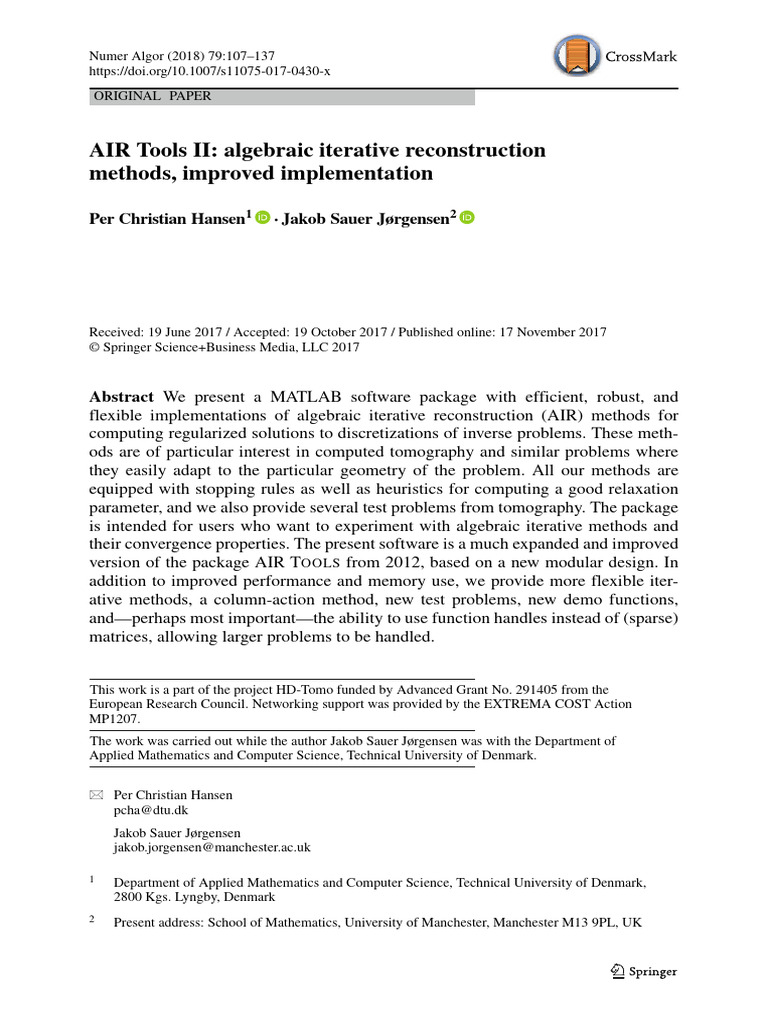 AIR Tools II: Algebraic Iterative Reconstruction Methods, Improved Implementation | PDF