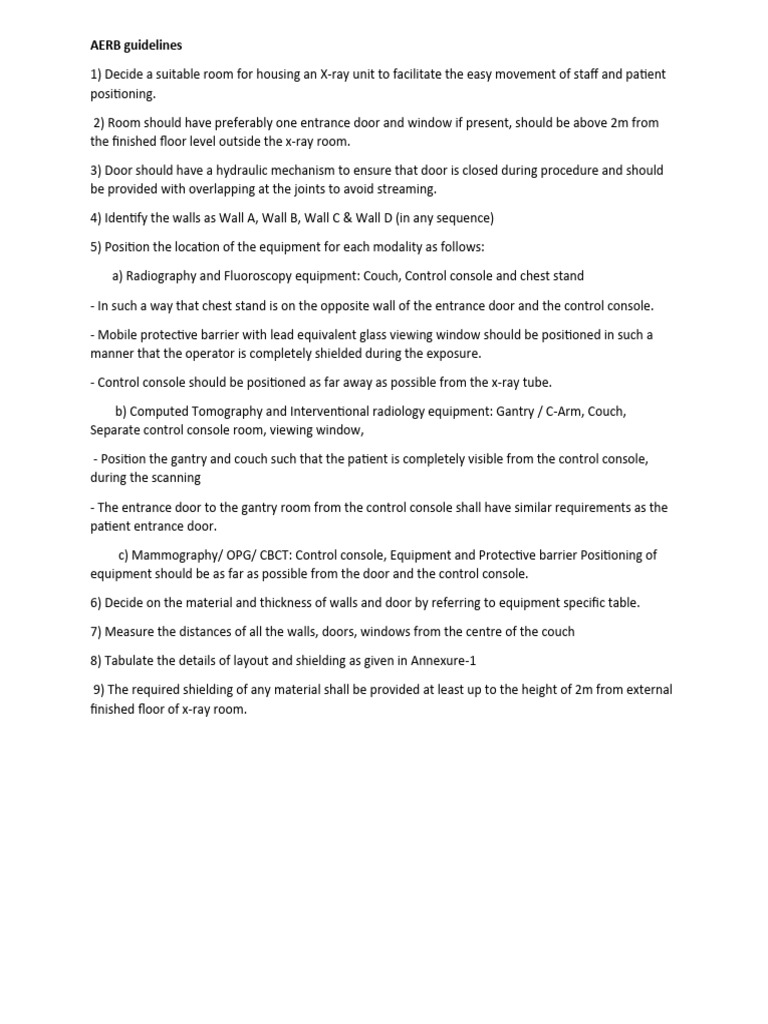 AERB X-Ray Room Guidelines and Shielding | PDF | Radiography | Clinical ...