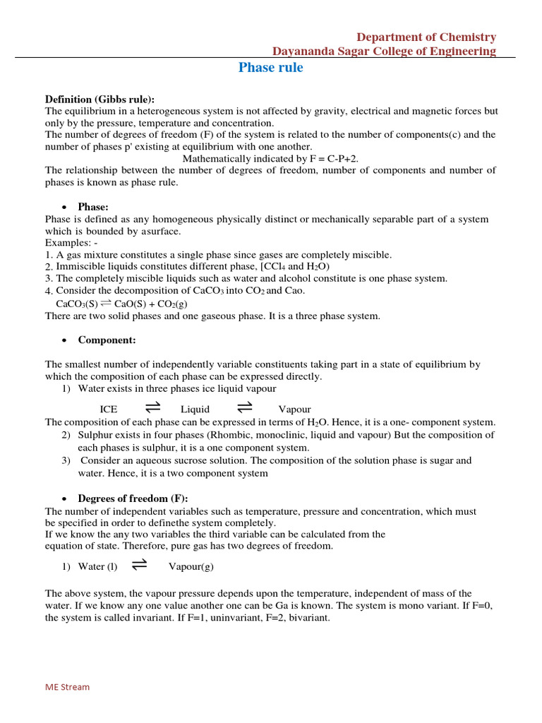 Phase Rule | PDF | Phase Rule | Phase (Matter)