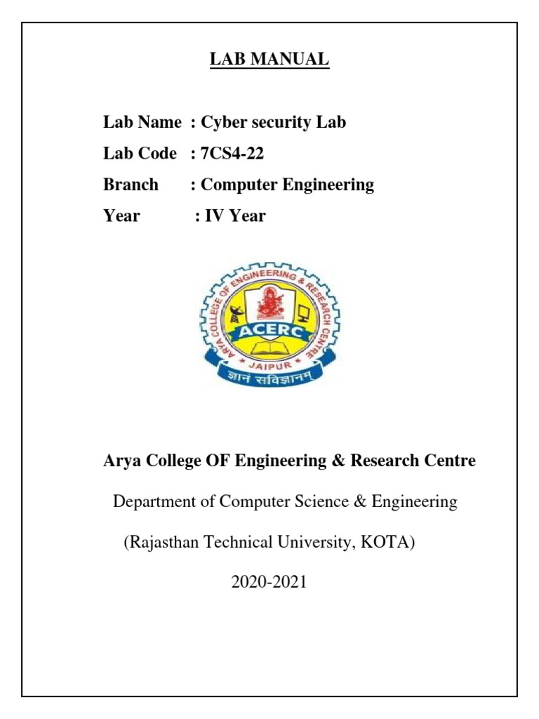 Cybersecrity Lab Manual For Rtu | PDF | Engineering | Cipher
