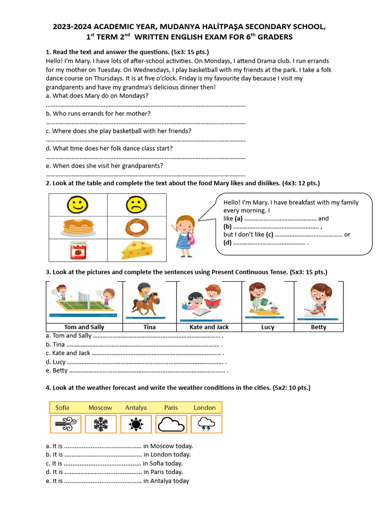 6th grade_1st_term_2nd_written_exam | PDF
