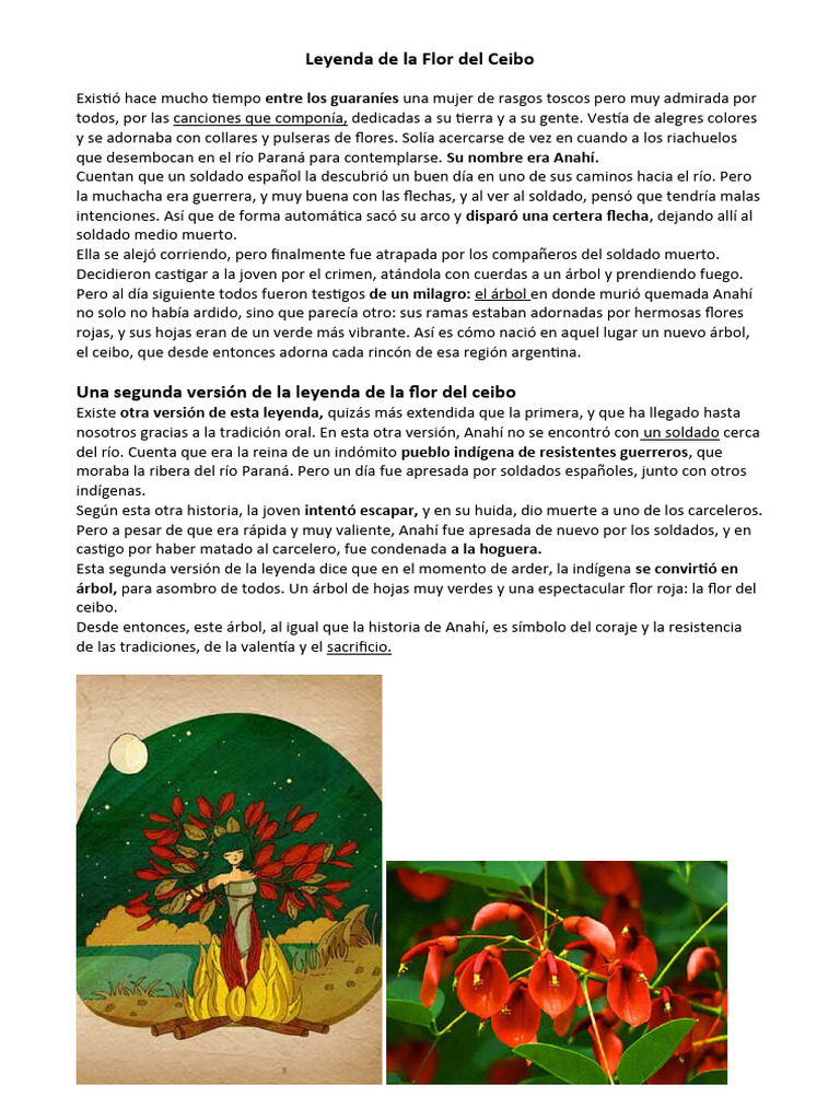 Leyenda de La Flor Del Ceibo | PDF