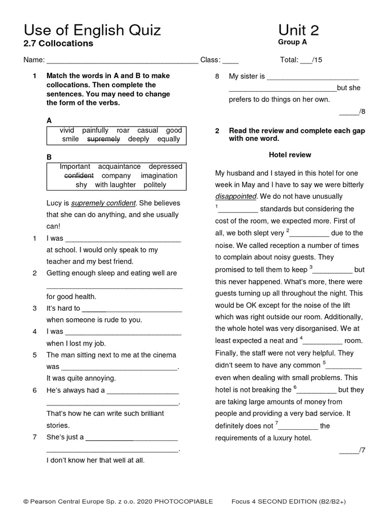 Unit 2 Use of English Quiz | PDF | Language Arts & Discipline