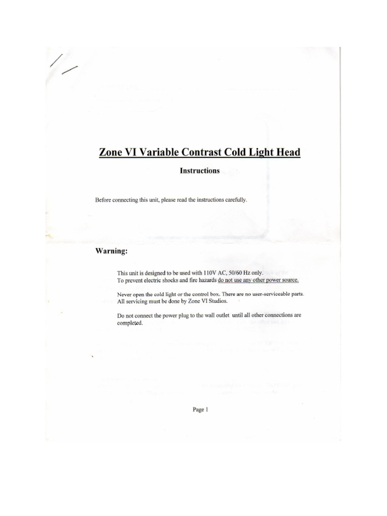 Z VI Variable Contrast Cold Light Head | PDF