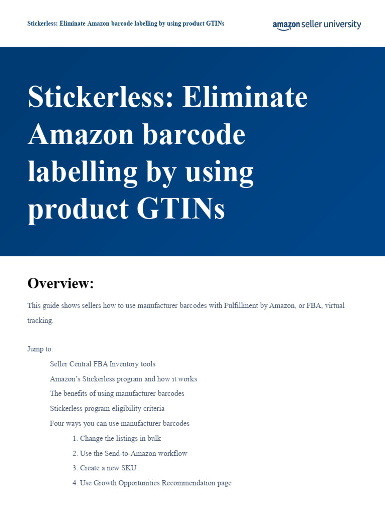 Amazon Stickerless Program Guide | PDF | Barcode | Marketing