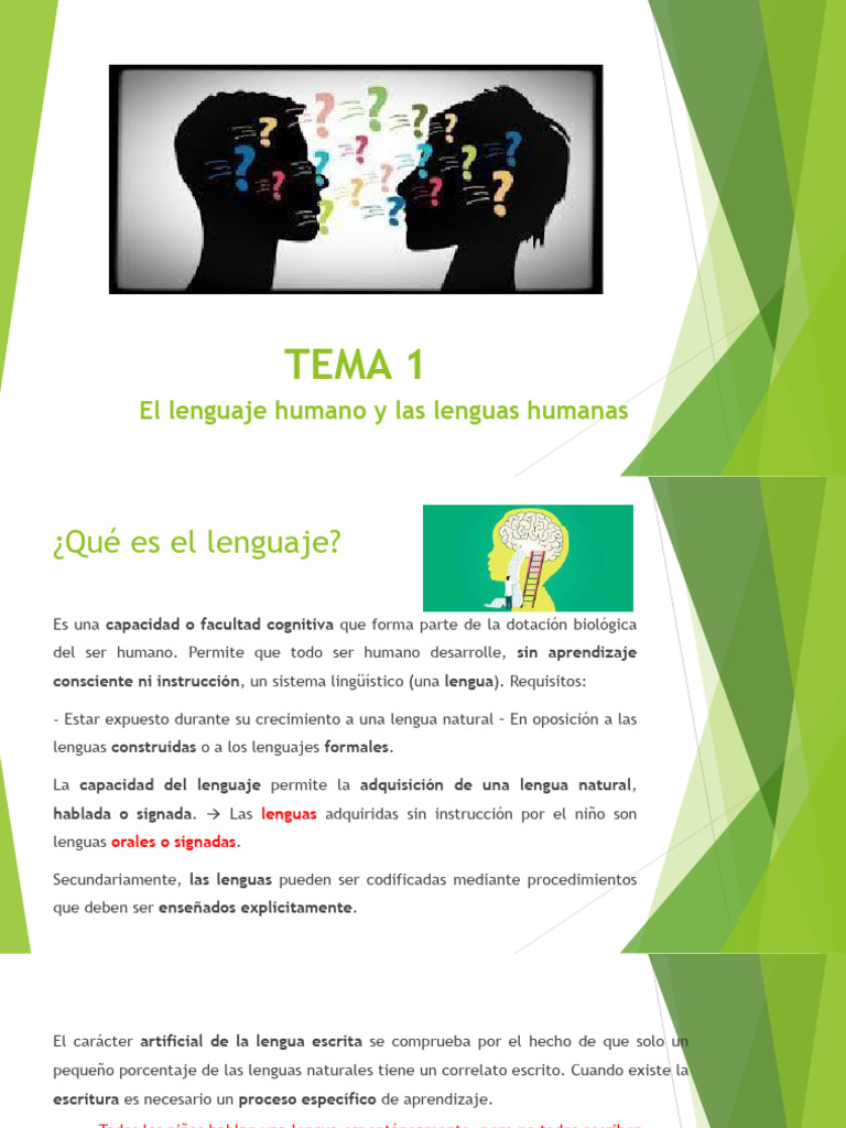 Tema 1. El Lenguaje Humano y Las Lenguas Humanas | PDF | Artes del ...