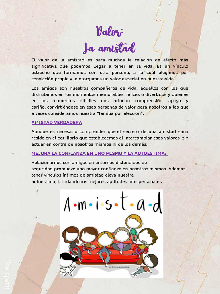 El Valor de la Amistad Sana | PDF | Relaciones personales, crianza y ...
