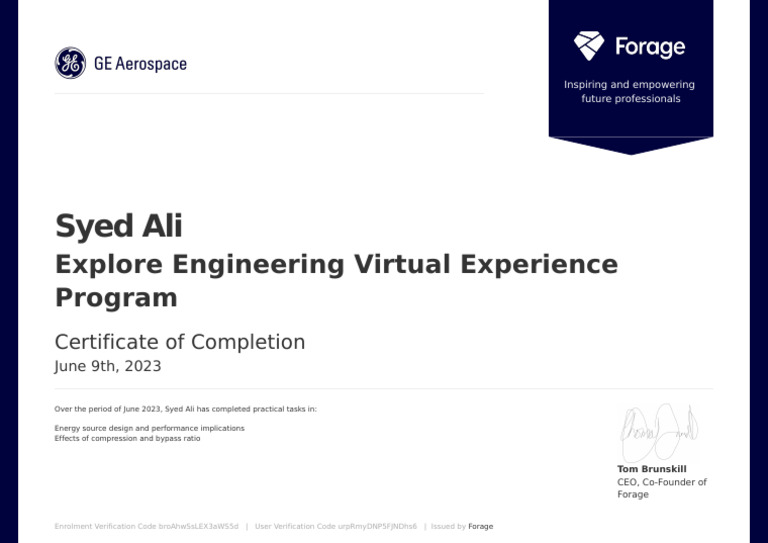 GE Aerospace Internship Certificate PDF | PDF