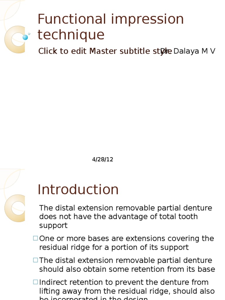 Functional Impression Techniques Guide | PDF | Dentures | Mouth