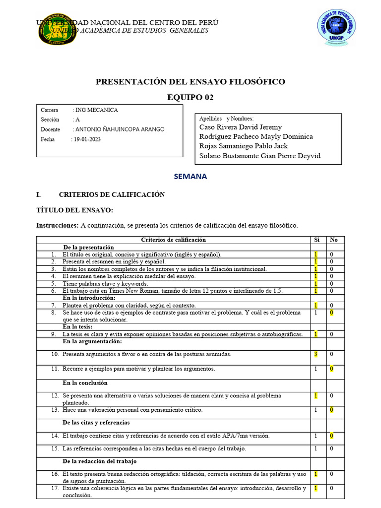 Equipo 8 Evaluando Al Equipo 2 | PDF | Ensayos