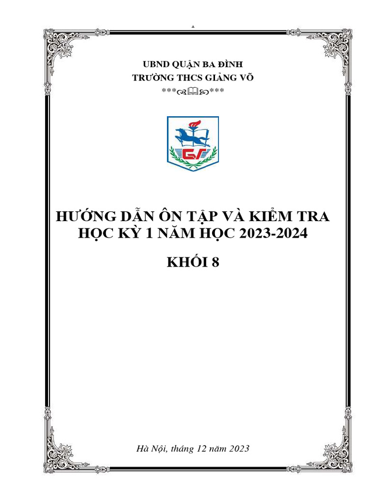 De Cuong Hoc Ky 1 Toan 8 Nam 2023 2024 Truong Thcs Giang Vo Ha Noi | PDF