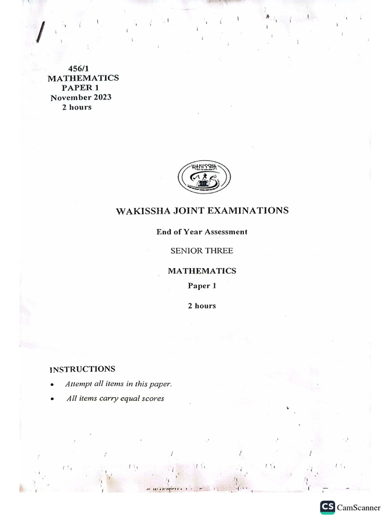 s.3 Maths Wakisha Term 3 2023 | PDF