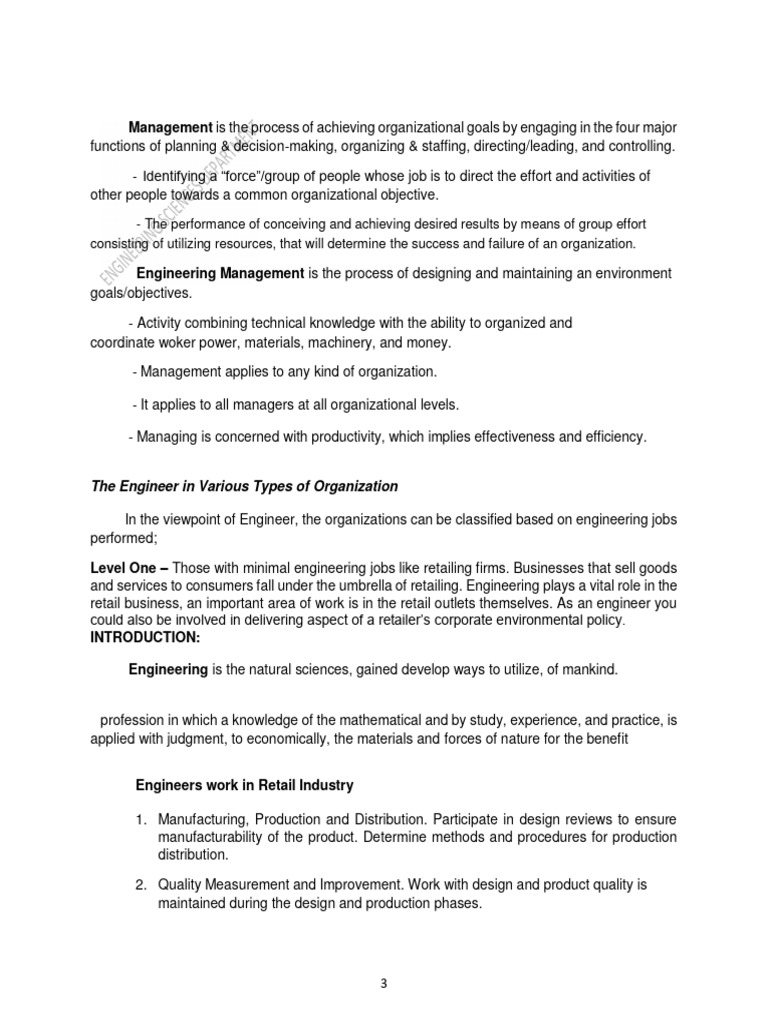 Engineering Management Introduction and Module 1 & 2 | PDF | Decision ...