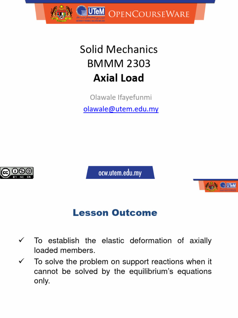 Week 5 - Axial Load - ULearn | PDF | Elasticity (Physics) | Deformation (Engineering)