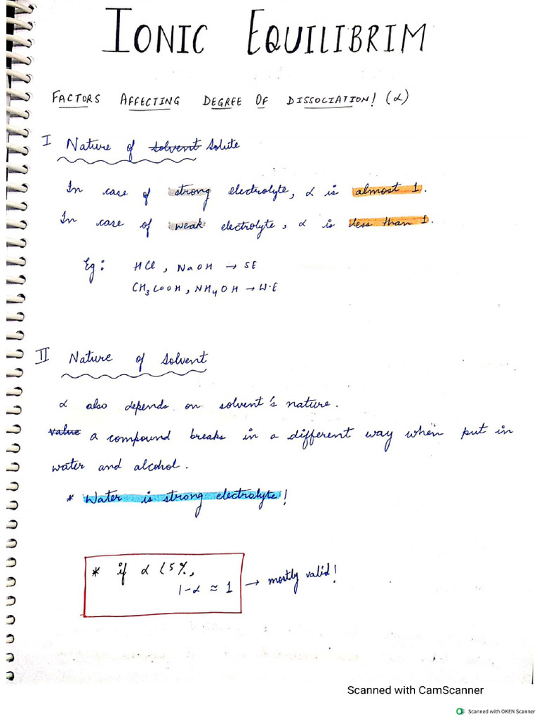 Ionic Equilibrium) | PDF