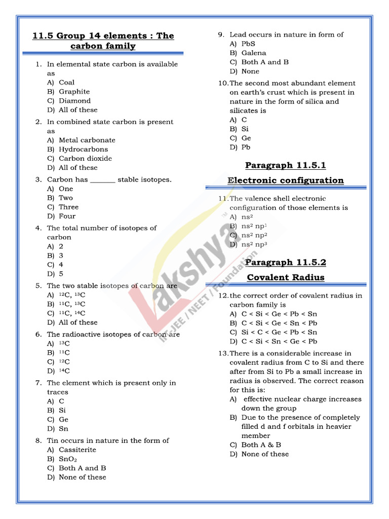 Group 14 Elements | PDF