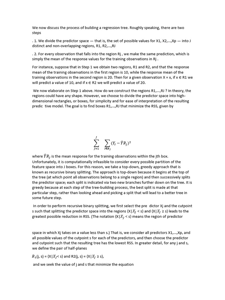 We Now Discuss The Process of Building A Regression Tree | PDF ...